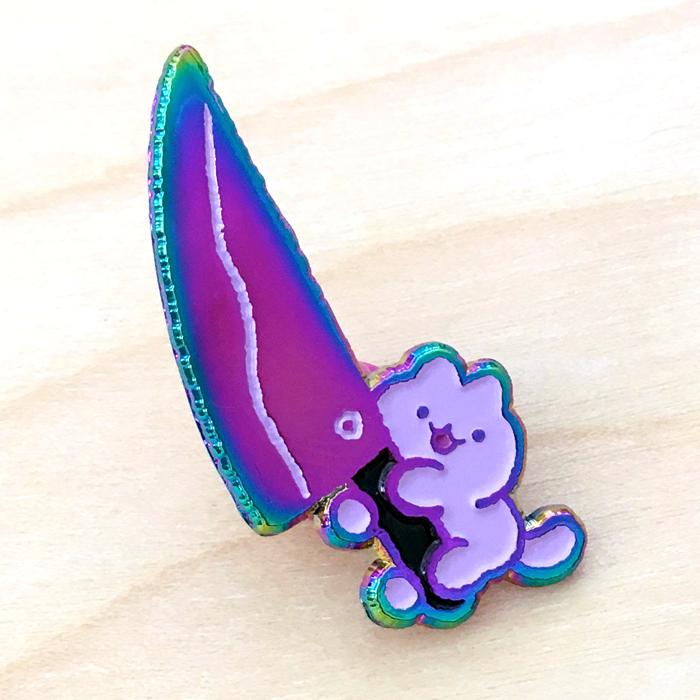 Knife Cat Pin - Rainbow – babyfrog shop